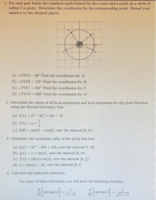 Solved 1. For each part below the standard angle formed by | Chegg.com