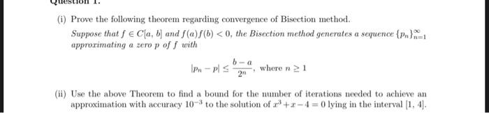 Solved I Prove The Following Theorem Regarding Convergence