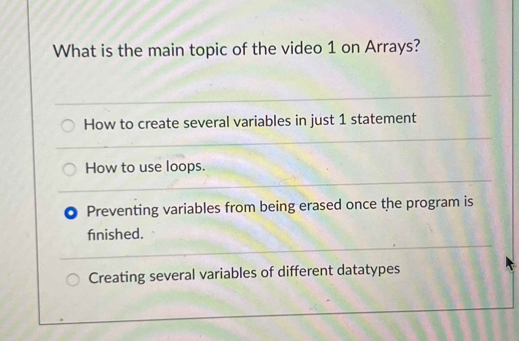 Solved What is the main topic of the video 1 ﻿on Arrays?How | Chegg.com