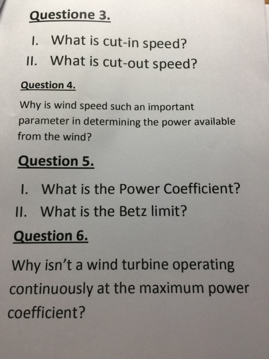 Solved Questione 3. 1. What is cut-in speed? II. What is | Chegg.com