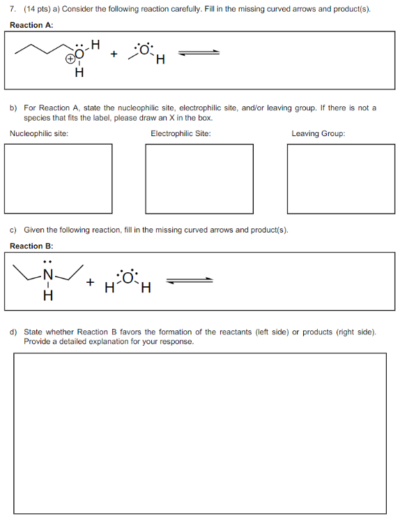 Solved (14 ﻿pts) ﻿a) ﻿Consider the following reaction | Chegg.com