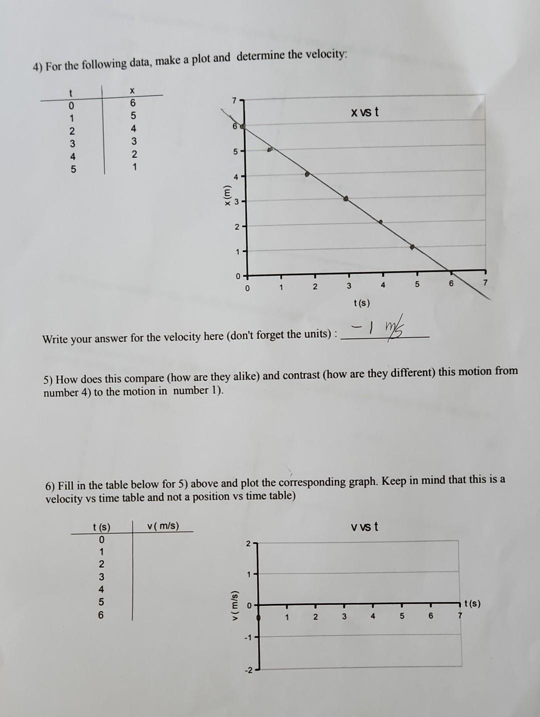 Solved 1) For the following data, make a plot and determine | Chegg.com