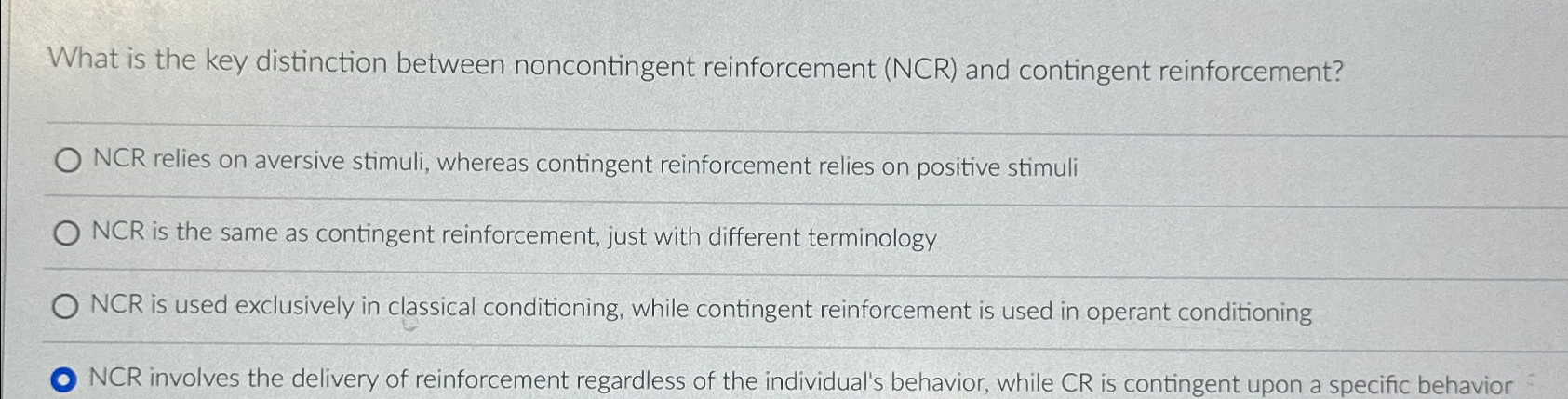Solved What is the key distinction between noncontingent | Chegg.com