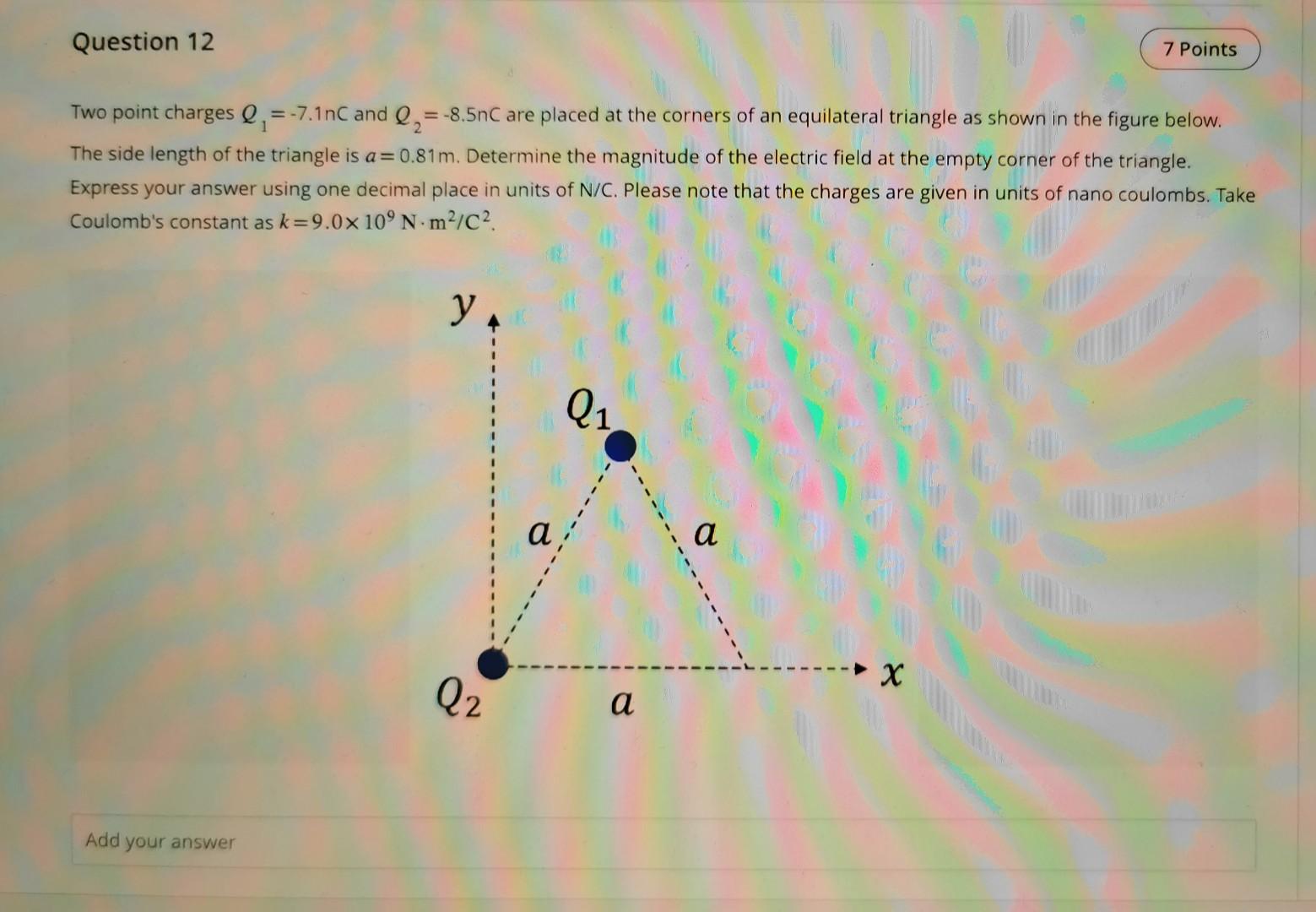 Solved Two point charges Q1=−7.1nC and Q2=−8.5nC are placed | Chegg.com