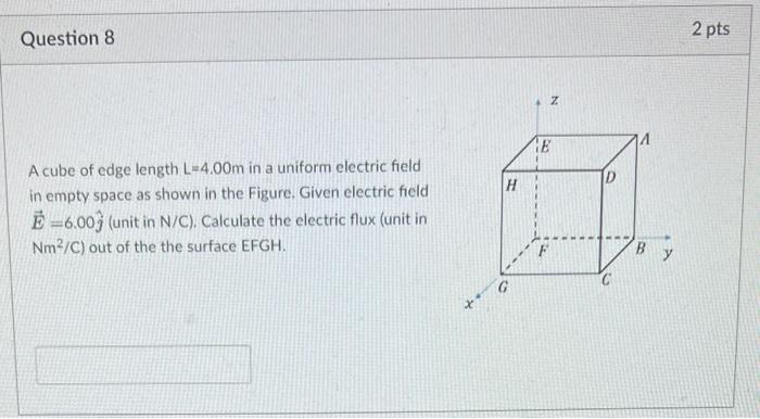 Solved A cube of edge length L=4.00 m in a uniform electric | Chegg.com