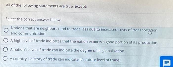 Solved All of the following statements are true, except: | Chegg.com