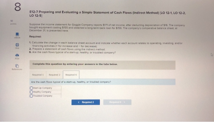 Solved E12-7 Preparing and Evaluating a Simple Statement of | Chegg.com