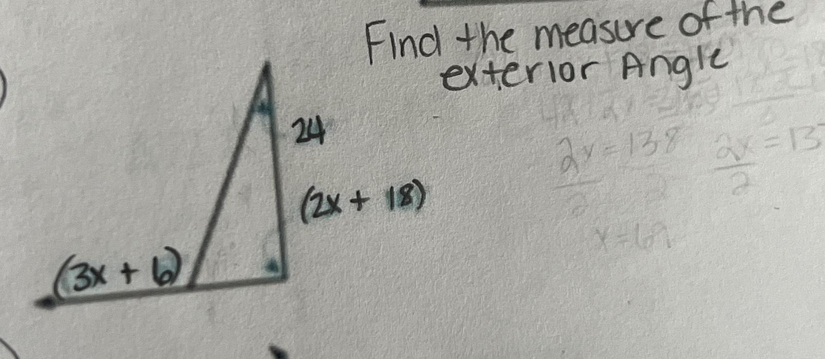 Solved Find the measure of the exterior Angle | Chegg.com