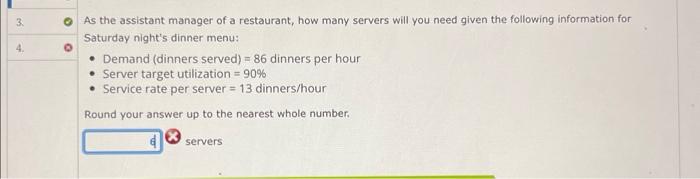 Solved As the assistant manager of a restaurant, how many | Chegg.com