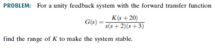 Solved PROBLEM: For a unity feedback system with the forward | Chegg.com