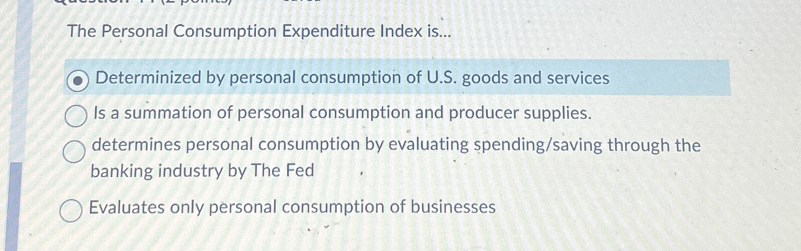 Solved The Personal Consumption Expenditure Index | Chegg.com