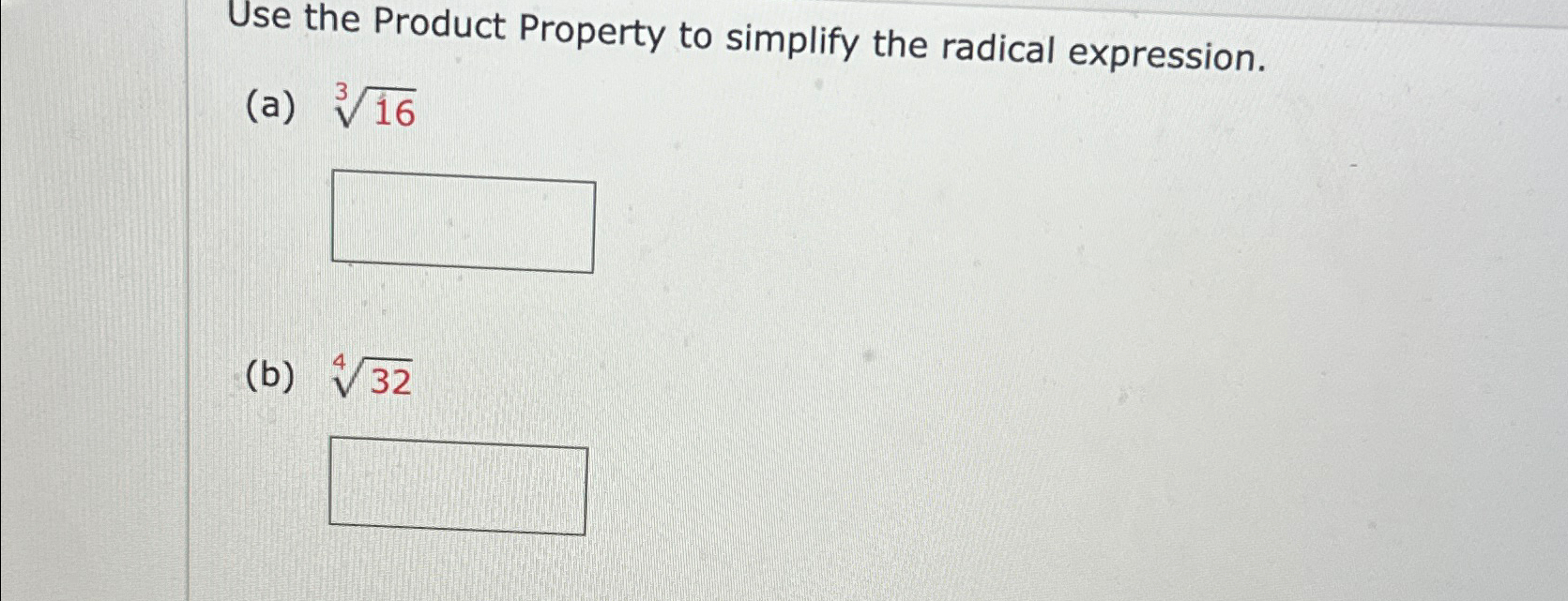 Solved Use the Product Property to simplify the radical | Chegg.com