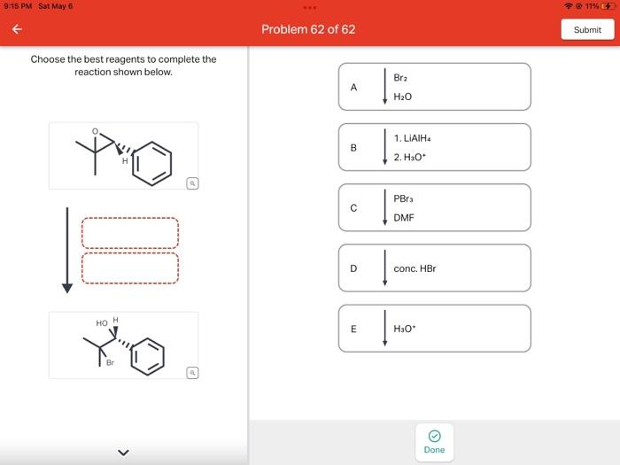 Solved Choose the best reagents to complete the reaction | Chegg.com
