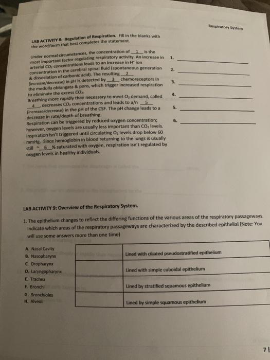 Solved Resor Sem 1. 2 3. 4. LAS ACTIVITY & Regulation of | Chegg.com