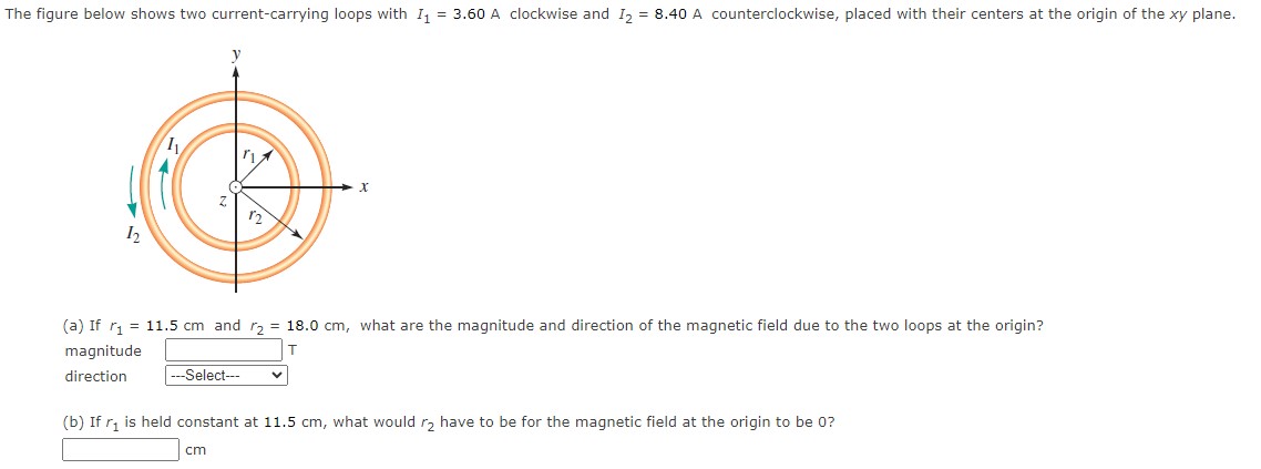 Solved The figure below shows two current-carrying loops | Chegg.com