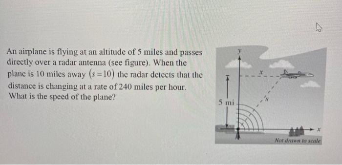 Solved An airplane is flying at an altitude of 5 miles and | Chegg.com