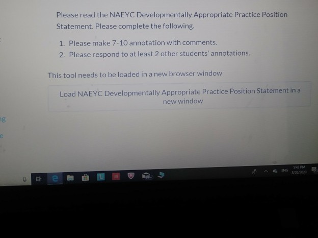 Please read the NAEYC Developmentally Appropriate | Chegg.com