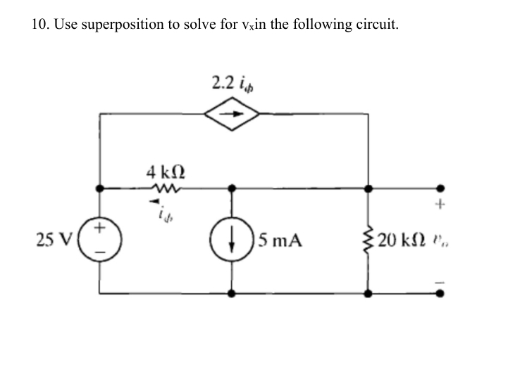 Solved Use superposition to solve for vx ﻿in the following | Chegg.com