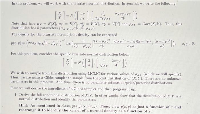 Solved In this problem, we will work with the bivariate | Chegg.com