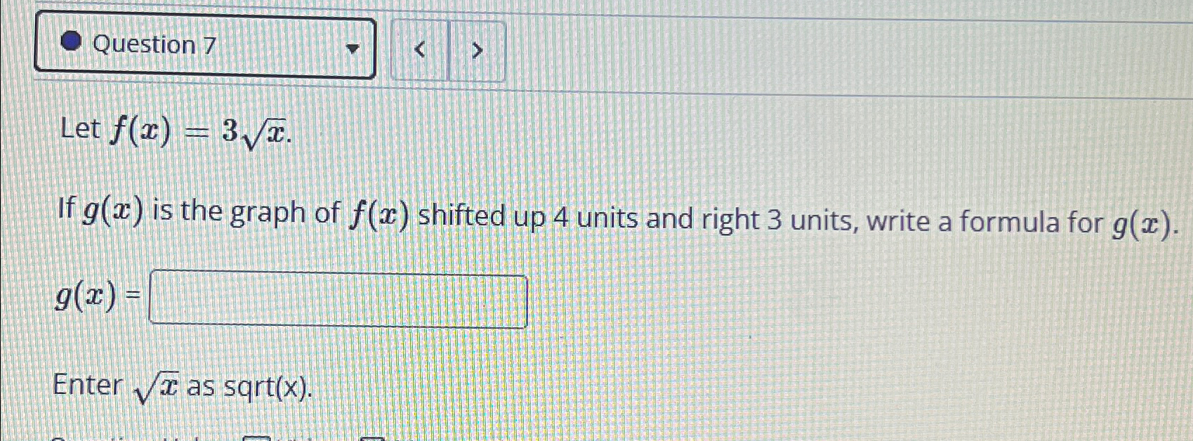 Solved Let f(x)=3x2If g(x) ﻿is the graph of f(x) ﻿shifted up | Chegg.com