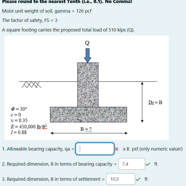 Solved Note: Assume the allowable settlement of a shallow | Chegg.com
