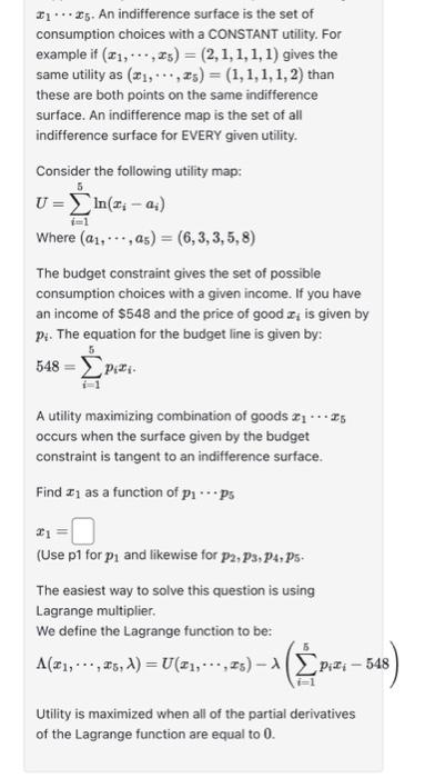 Solved x1⋯x5. An indifference surface is the set of | Chegg.com