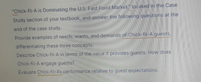 Solved "Chick-fil-A is Dominating the U.S. ﻿Fast Food | Chegg.com