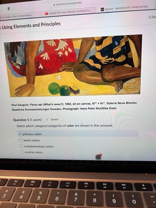 Using Elements and Principles Paul Gauguin, Parau api | Chegg.com