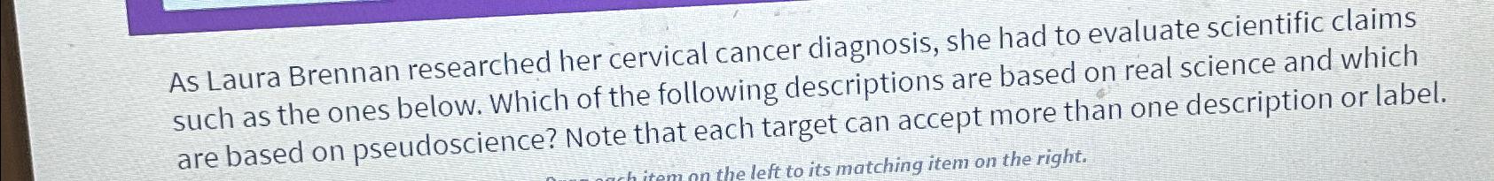 Solved As Laura Brennan researched her cervical cancer | Chegg.com