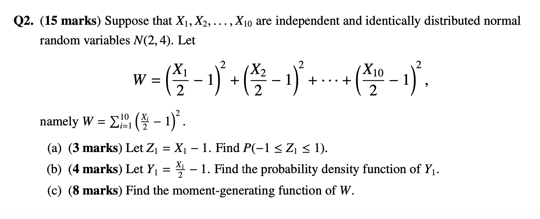 Solved Q2. (15 ﻿marks) ﻿Suppose that x1,x2,dots,x10 ﻿are | Chegg.com