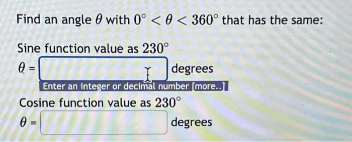 Solved Find an angle with 0°