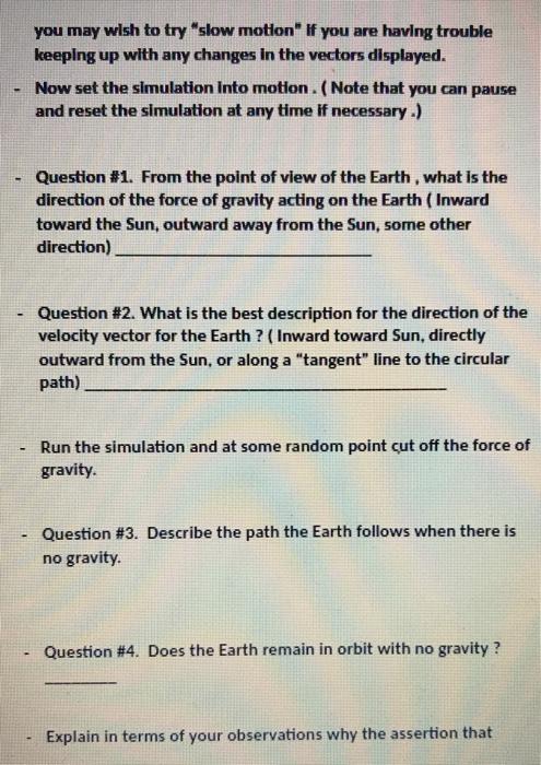 Solved Lab: Gravity and Orbits Objective: A primarily | Chegg.com