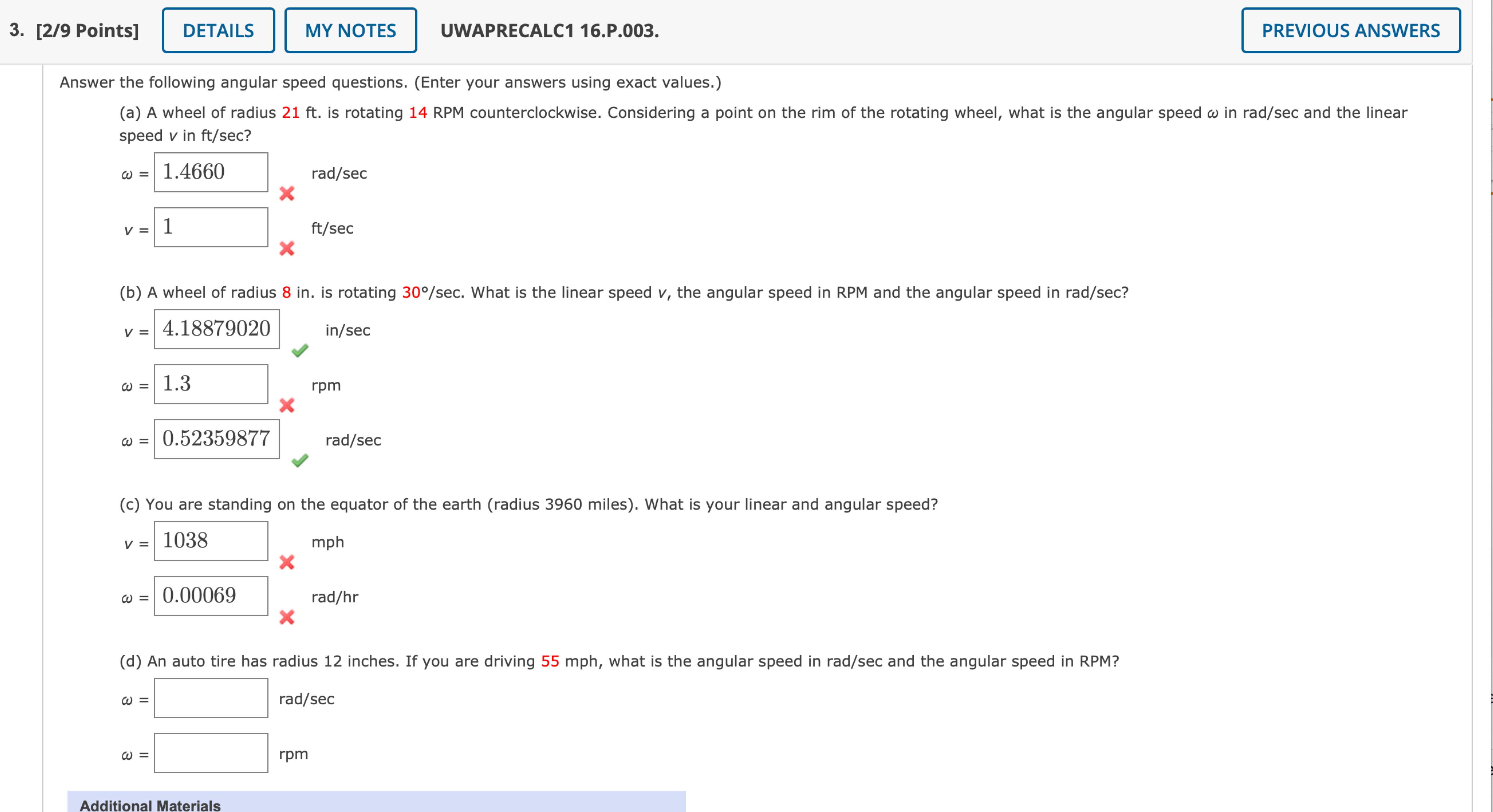 Solved Answer the following angular speed questions. (Enter | Chegg.com