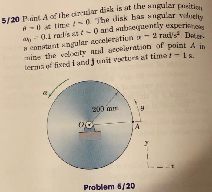 Solved 5/22 Repeat Prob. 5/20, except now the angular | Chegg.com