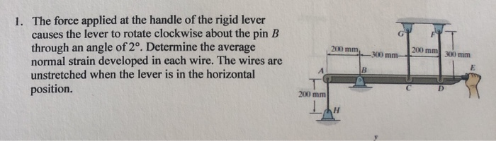 Solved 1. The force applied at the handle of the rigid lever | Chegg.com