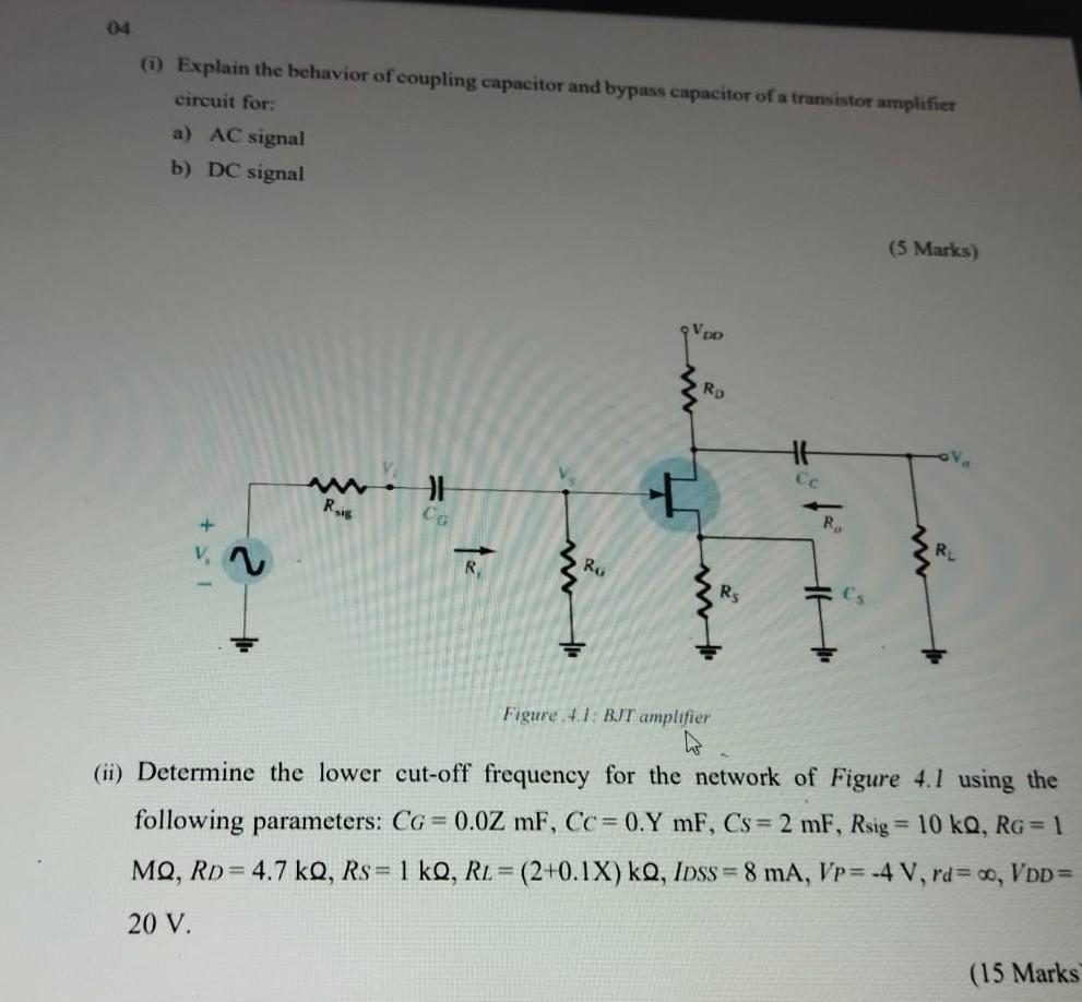 04 (i) Explain the behavior of coupling capacitor and | Chegg.com