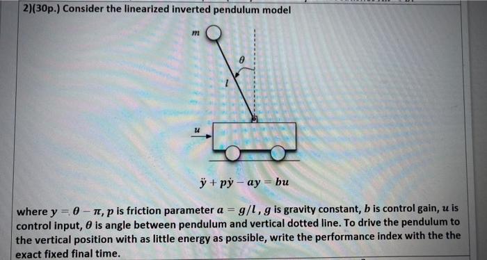 Solved 2)(30p.) Consider the linearized inverted pendulum | Chegg.com