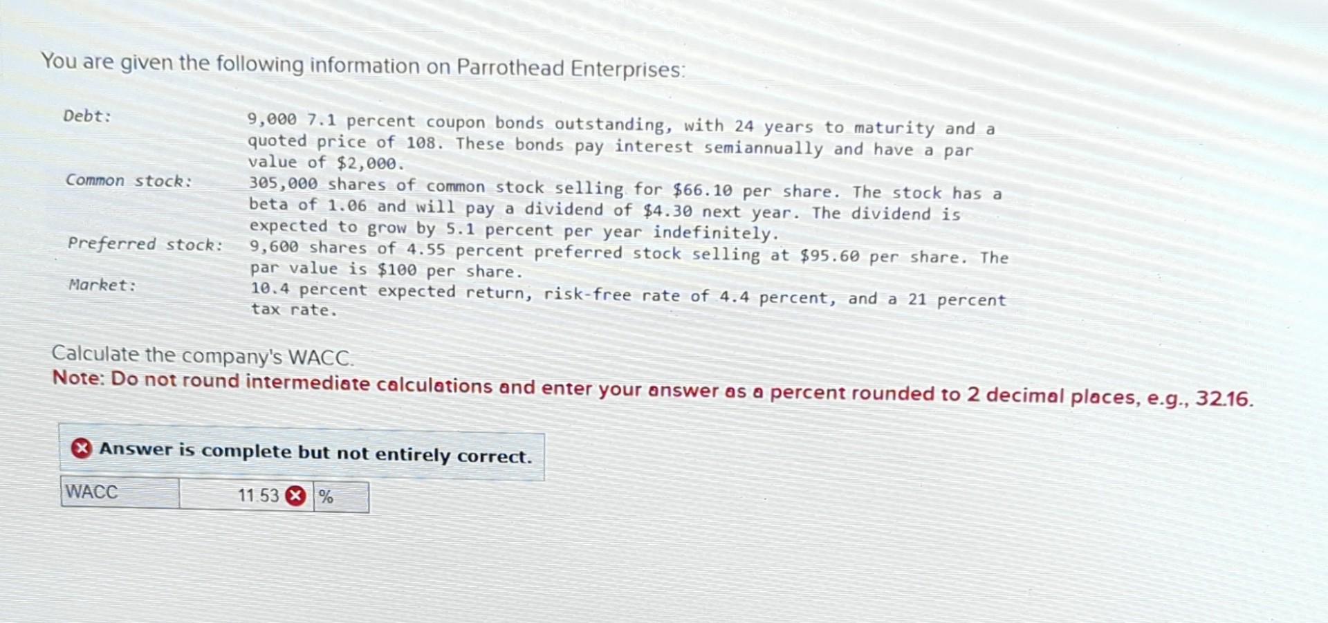 Solved You are given the following information on Parrothead | Chegg.com