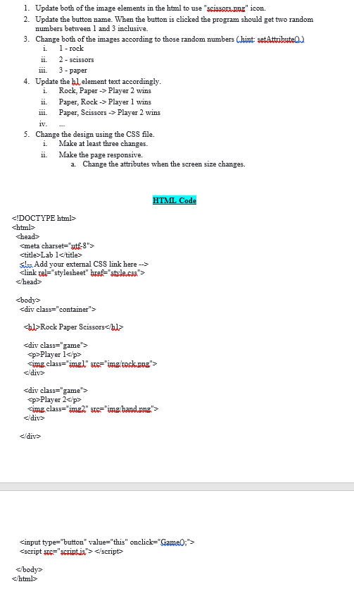 Solved How would I update this HTML and JavaScript code to | Chegg.com