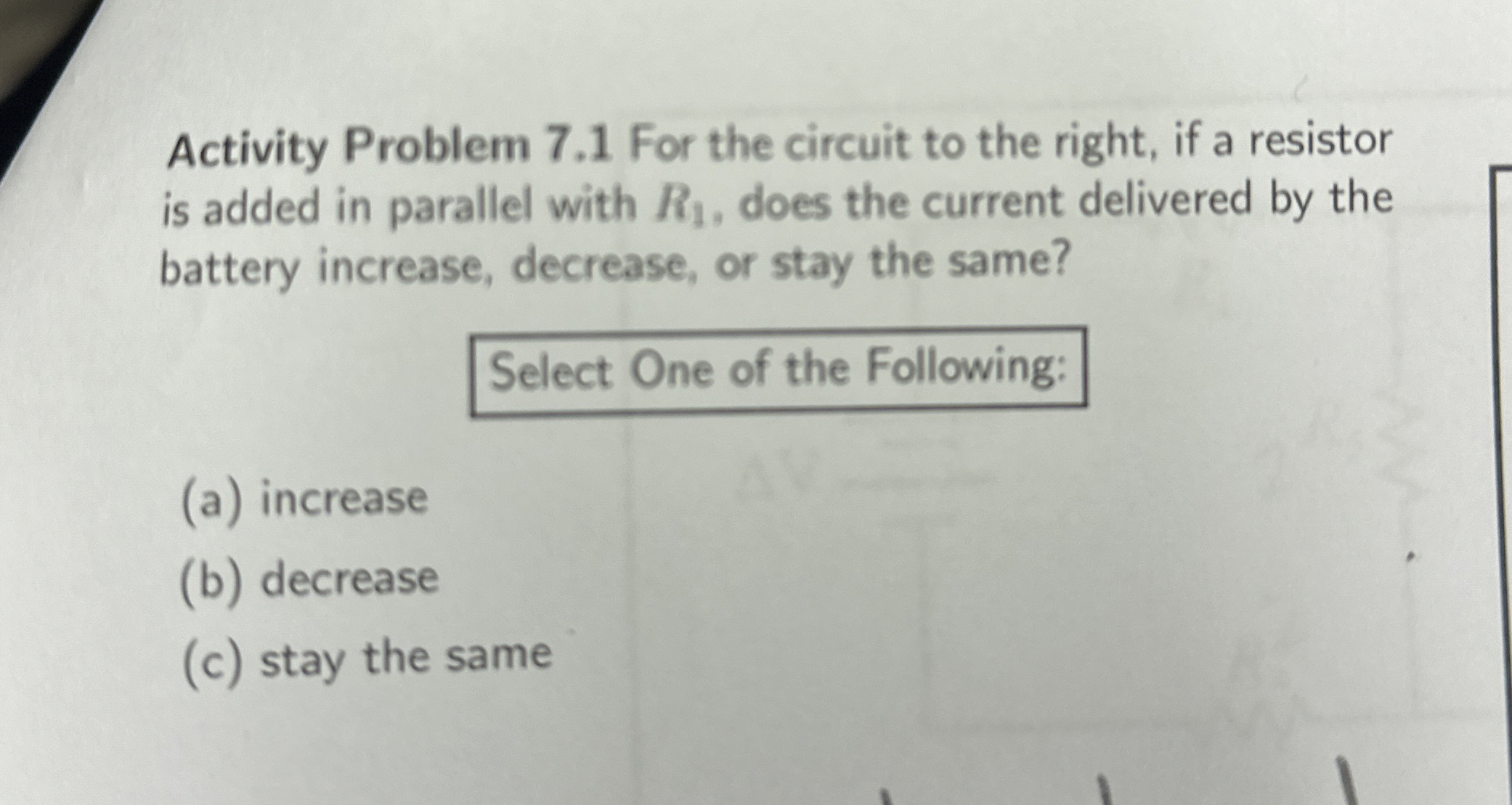 Solved Activity Problem 7.1 ﻿For the circuit to the right, | Chegg.com