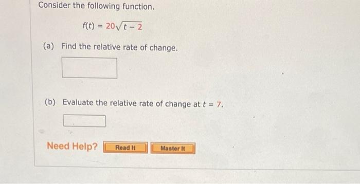 Solved Consider the following function. f(t)=20t−2 (a) Find | Chegg.com