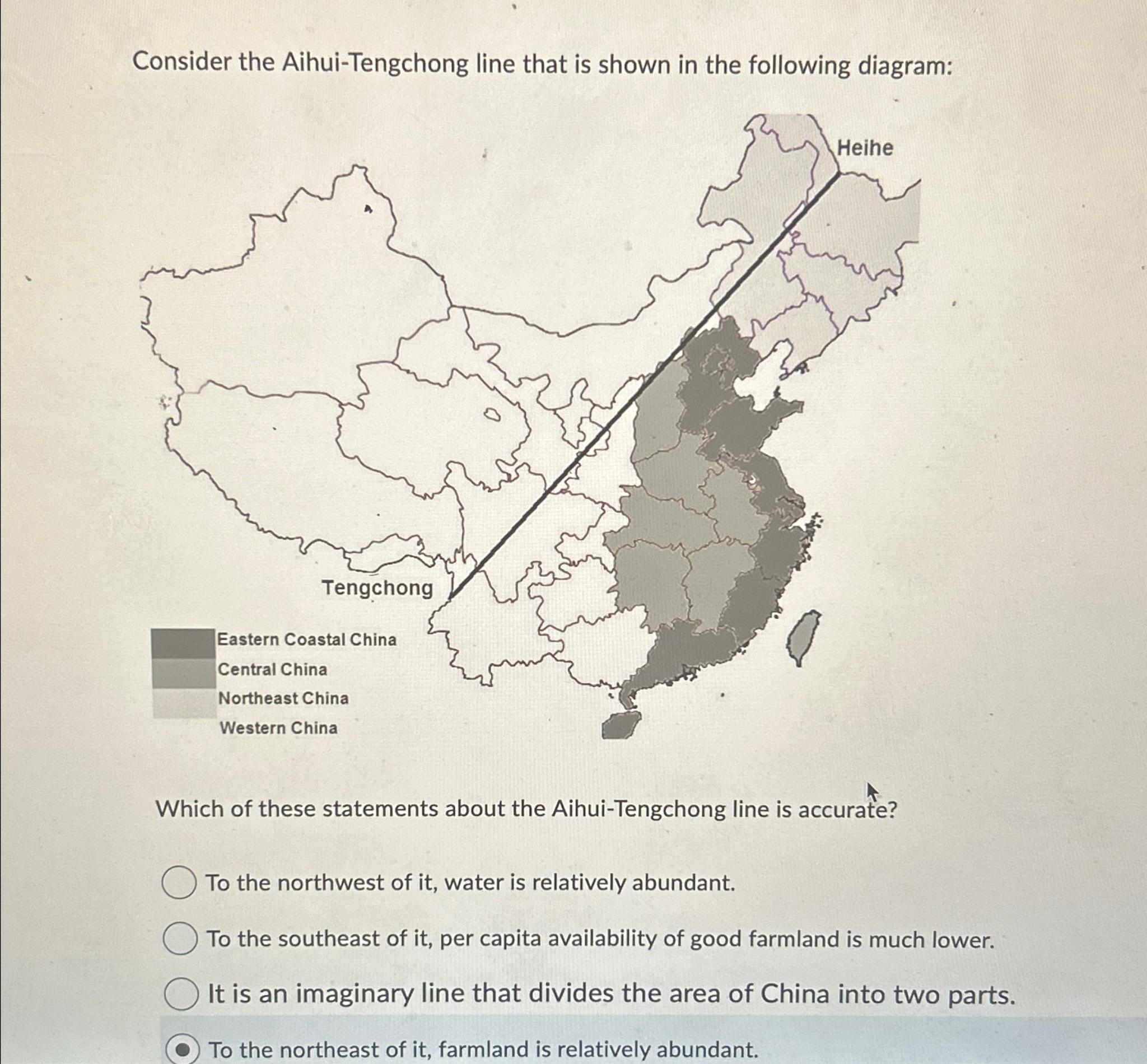 Solved Consider the Aihui-Tengchong line that is shown in | Chegg.com