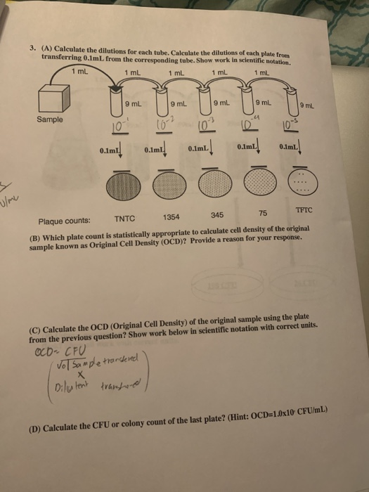 Solved 3. (A) Calculate the dilutions for each tube. | Chegg.com