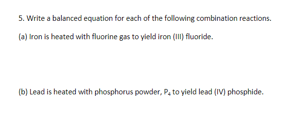 Solved Write a balanced equation for each of the following | Chegg.com