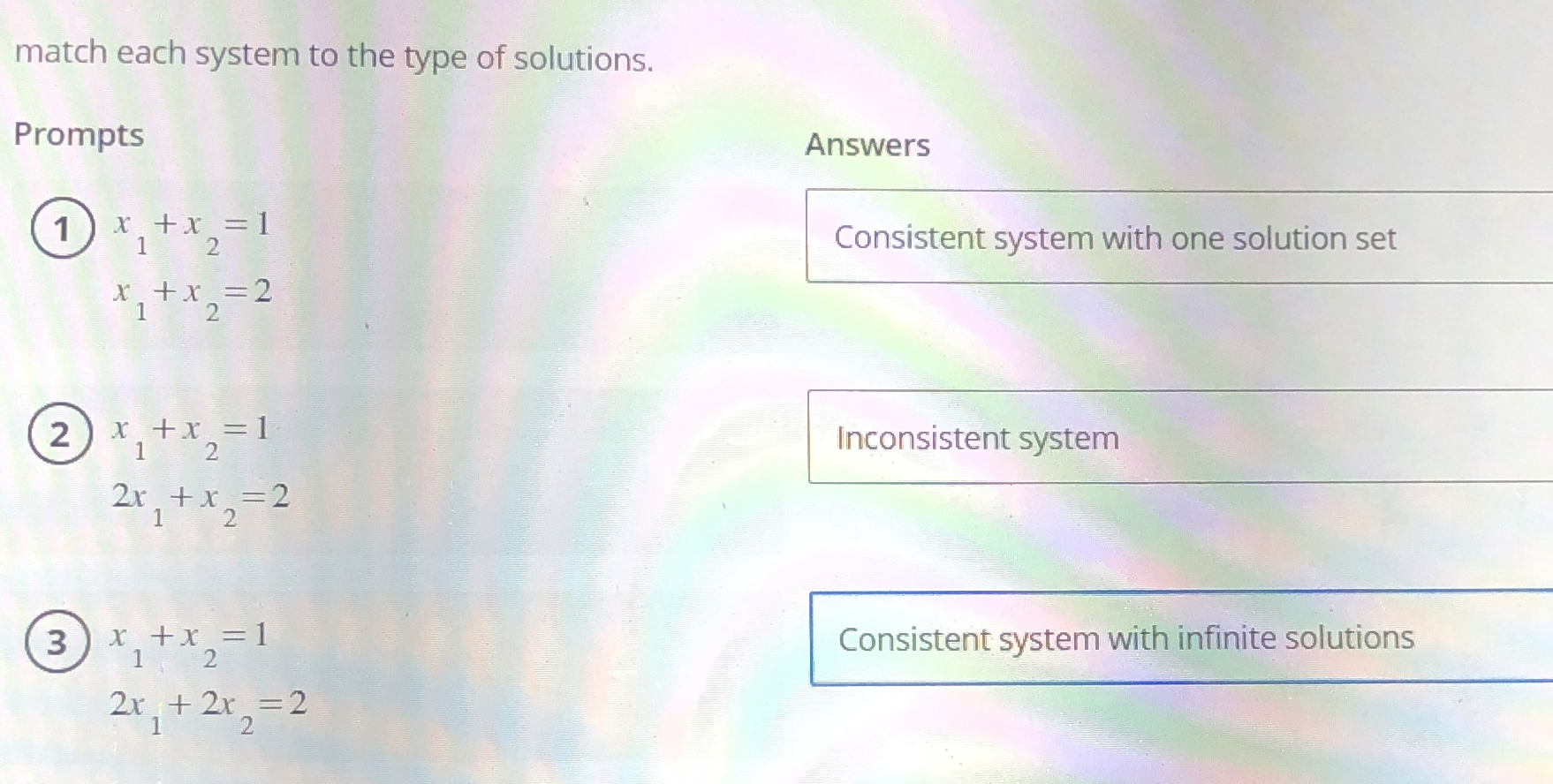 Solved match each system to the type of | Chegg.com