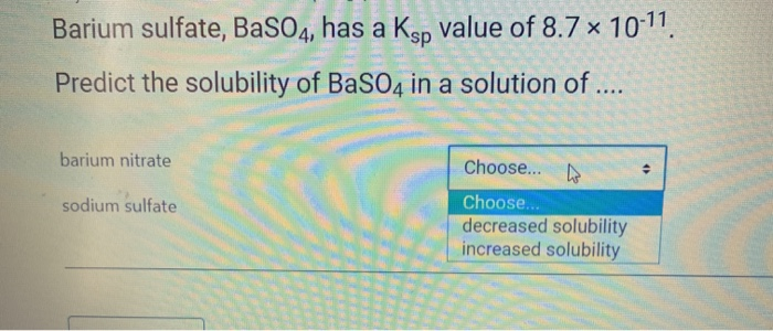 Solved Barium sulfate, BaSO4, has a Ksp value of 8.7 x | Chegg.com