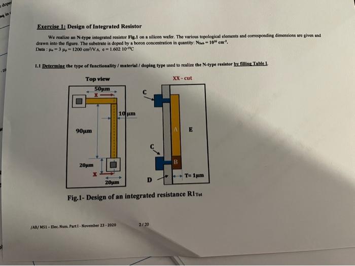 Exercise 1: Design of Integrated Resistor We realize | Chegg.com