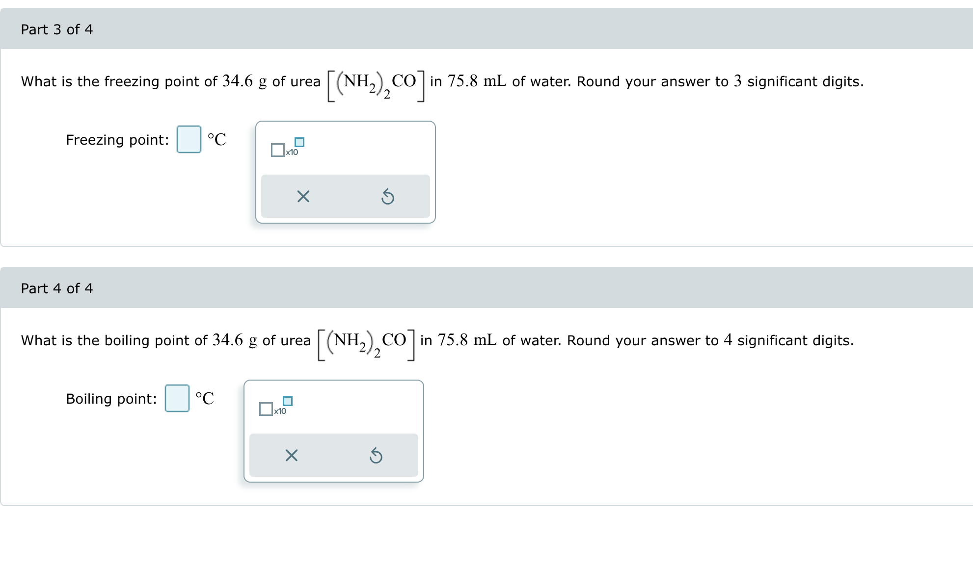 Solved What are the freezing points and boiling points of | Chegg.com