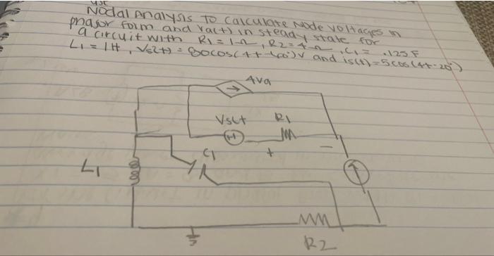 Solved Nodal analysis:calculate node volraged in phasor form | Chegg.com