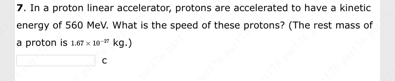 Solved In a proton linear accelerator, protons are | Chegg.com